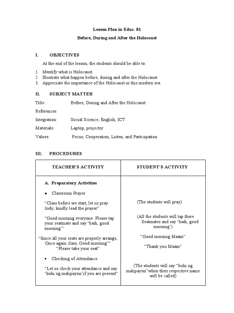 Holocaust Overview and Activities | PDF | The Holocaust | Lesson Plan