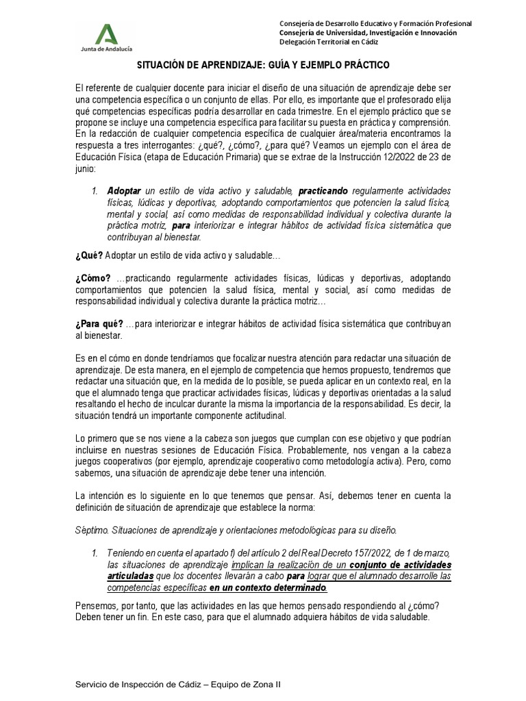 Ejemplo de Situacion de Aprendizaje | Descargar gratis PDF | Evaluación | Aprendizaje