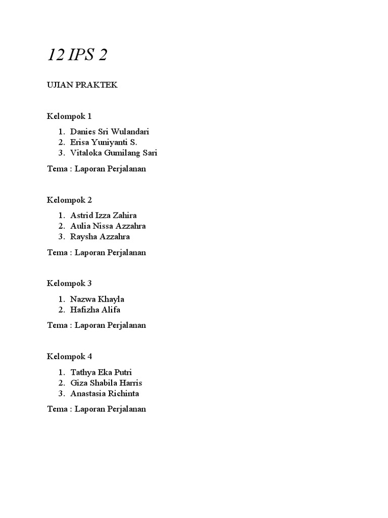 Laporan Bahasa Indonesia Kelas 12 Ips 2 | PDF