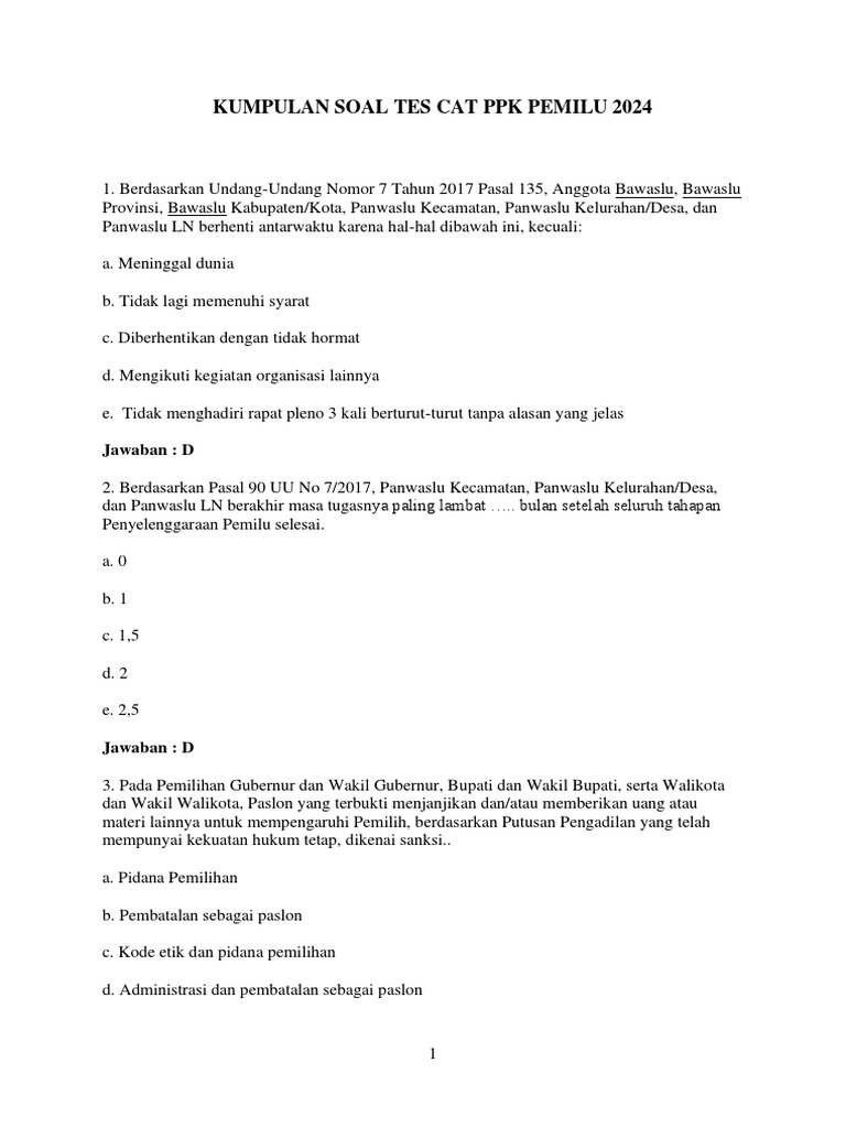 Soal Tes CAT PPK-PPS | PDF