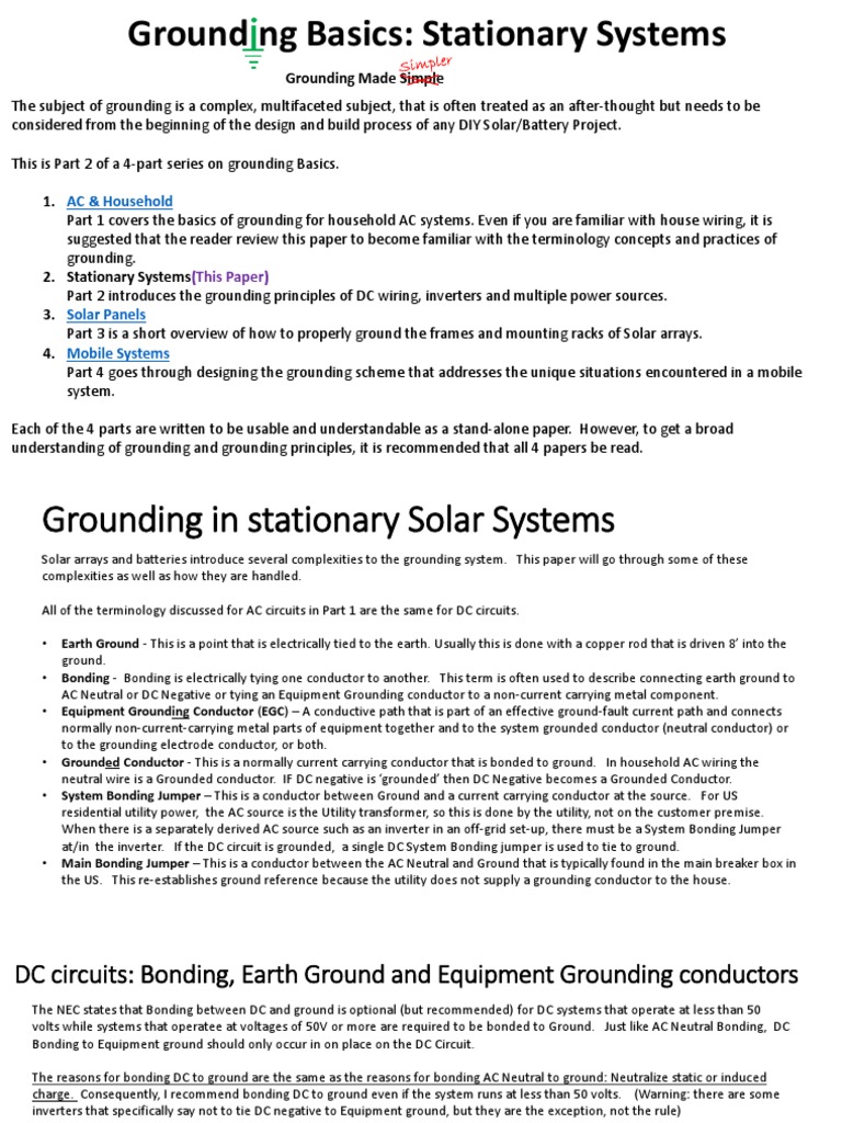Grounding Basics 2 - Stationary System Grounding | PDF | Power Inverter ...