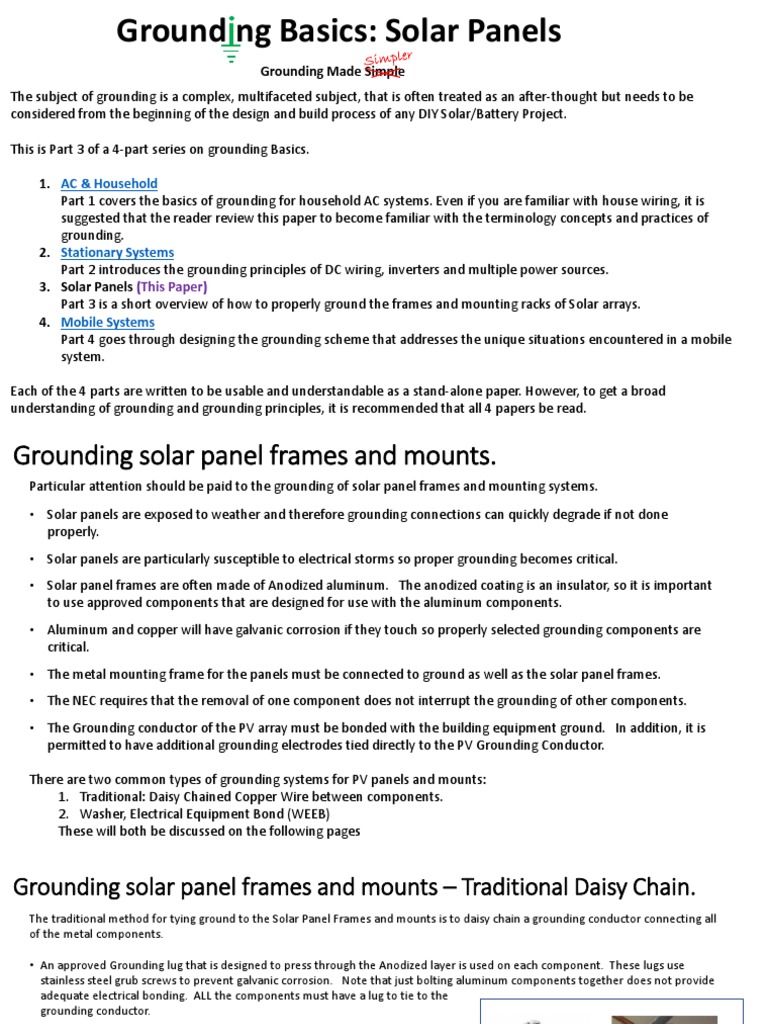 Grounding Basics 3 - Solar Panel Grounding | PDF | Lightning | Solar Panel