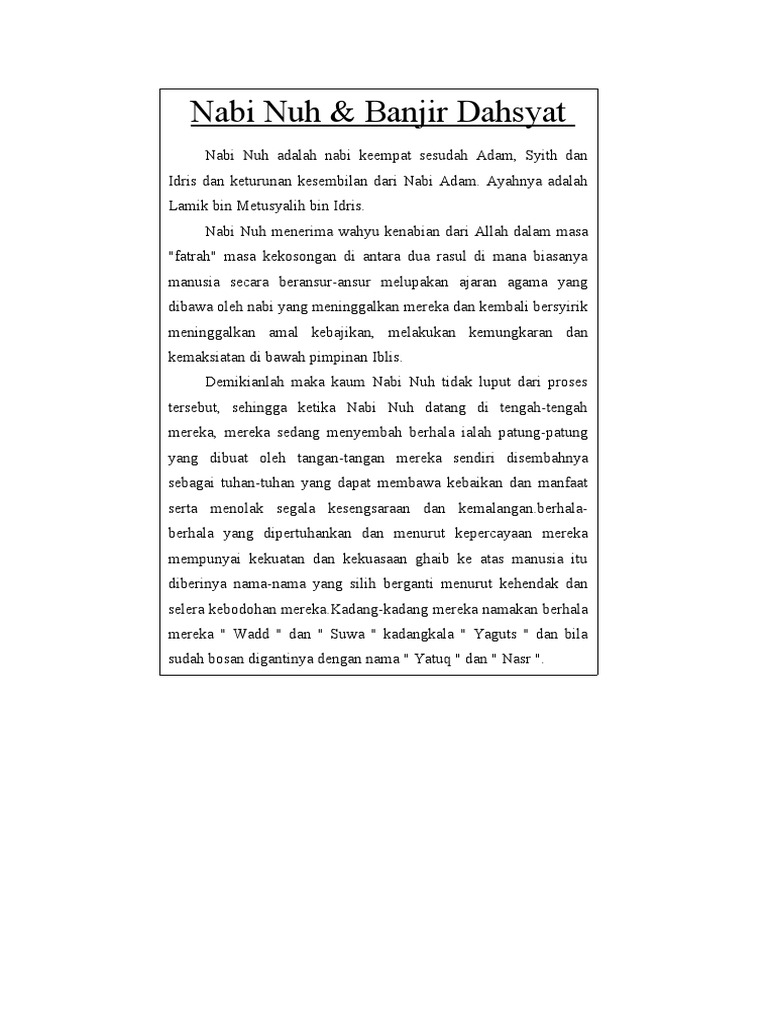 Kisah Nabi Nuh | PDF