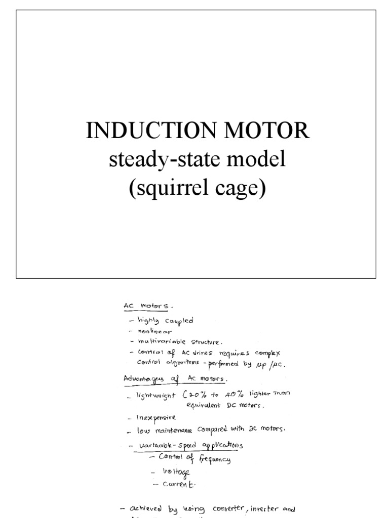 INDUCTION MOTOR STEADY-STATE MODEL | PDF | Electrical Equipment ...
