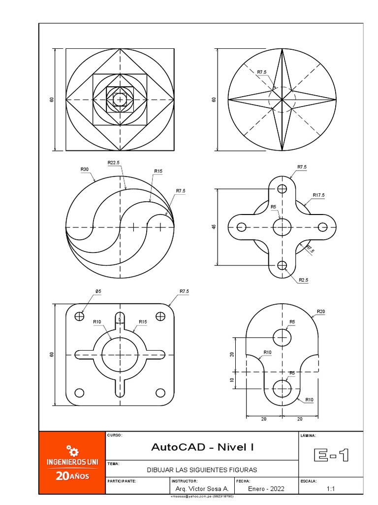 Autocad - Nivel I: Dibujar Las Siguientes Figuras | PDF
