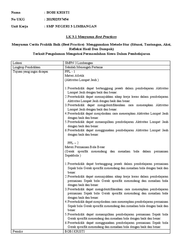 Bobi Kristi - LK 3.1 Menyusun Best Practices | PDF