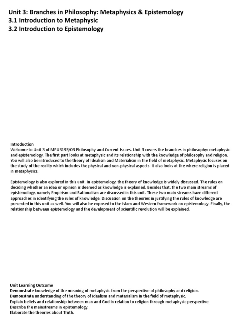 Unit 3 | PDF | Epistemology | Rationalism