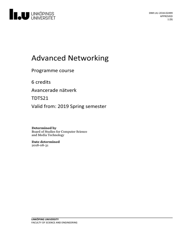 Syllabus Advanced Networking | PDF | Computer Network | Computer Science