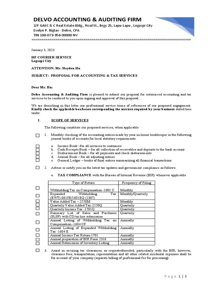 Accounting & Tax Services Proposal | PDF | Taxes | Economies