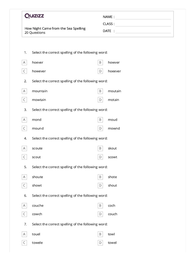 How Night Came From The Sea Spelling | PDF | Eyebrow | Facial Hair