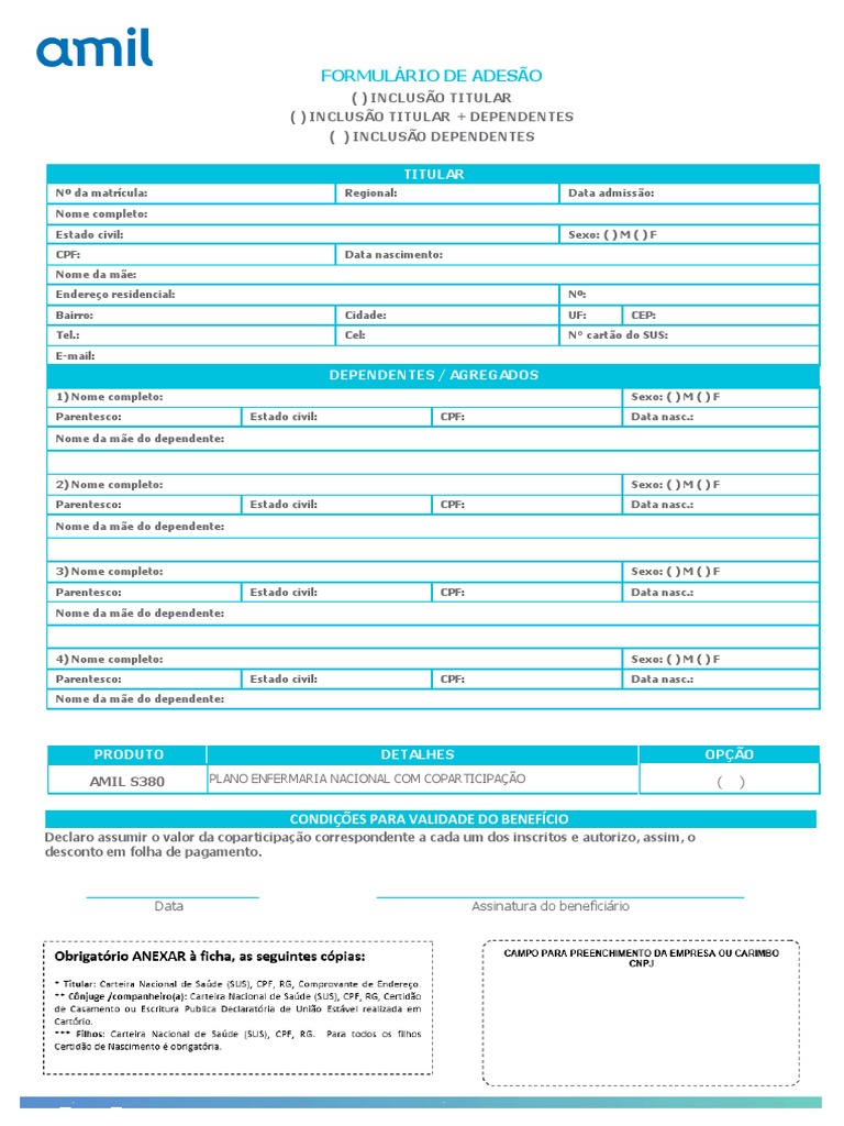 FORMULÁRIO AMIL | PDF