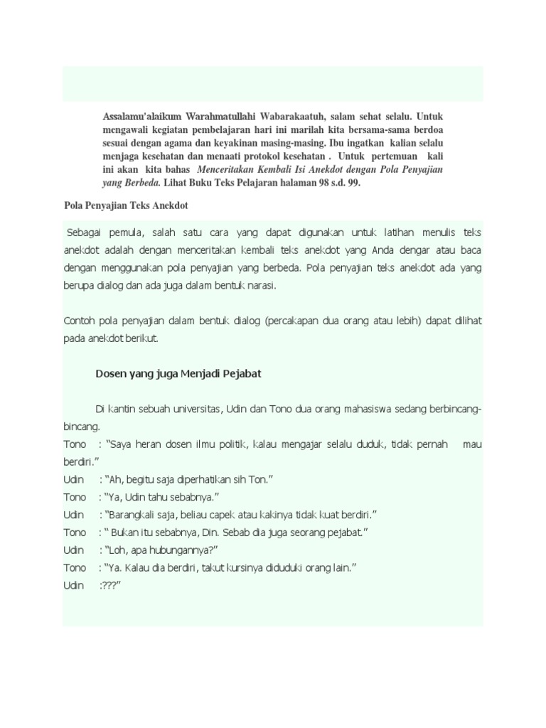 Pola Penyajian Anekdot | PDF