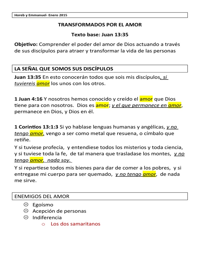 Transformados Por El Amor | PDF | Amor | Creencia religiosa y doctrina