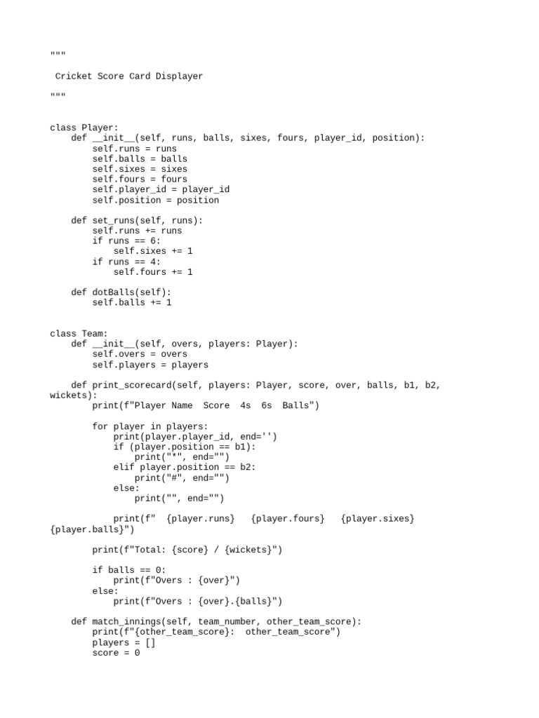 Cricket Score Python Automation Description | PDF | Summer Sports | Cricket Competitions