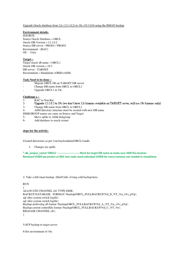 Upgrade Oracle Database From 12.1.0.2 To 19.3.0.0 | PDF | Oracle Corporation | Databases
