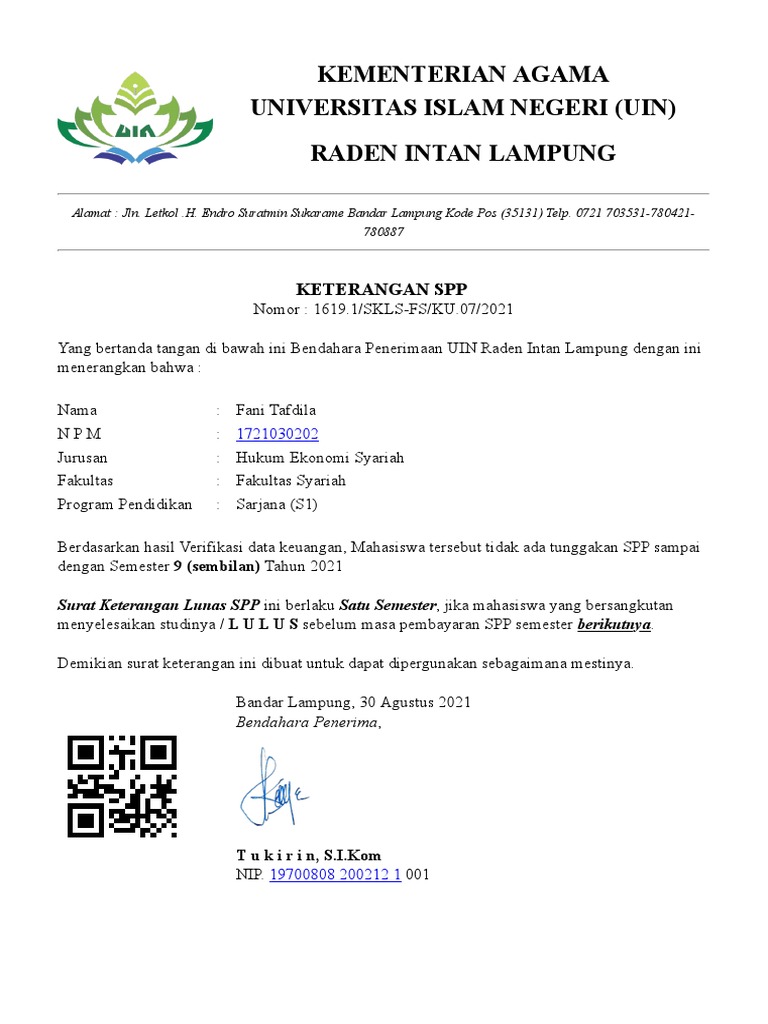 Bebas Ukt Sementara Fani | PDF