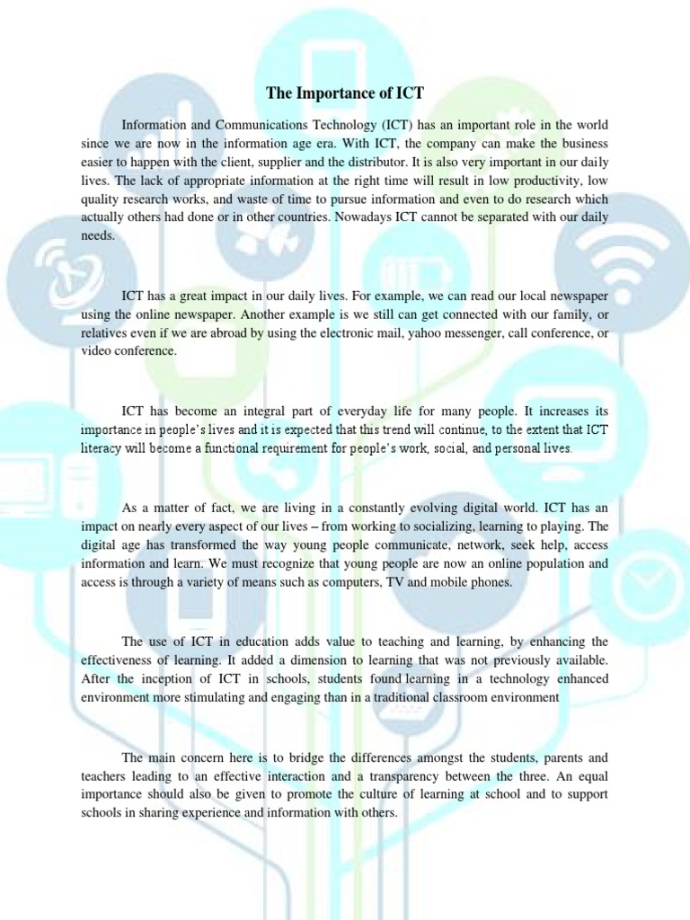 The Importance of ICT by Mar Ember Mawile G7 Section C | PDF