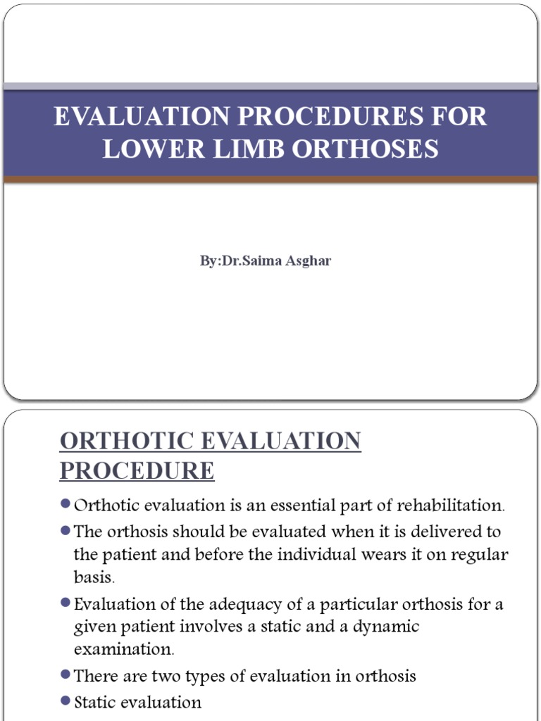 Evaluation Procedures For Lower Limb Orthoses | PDF | Anatomical Terms ...
