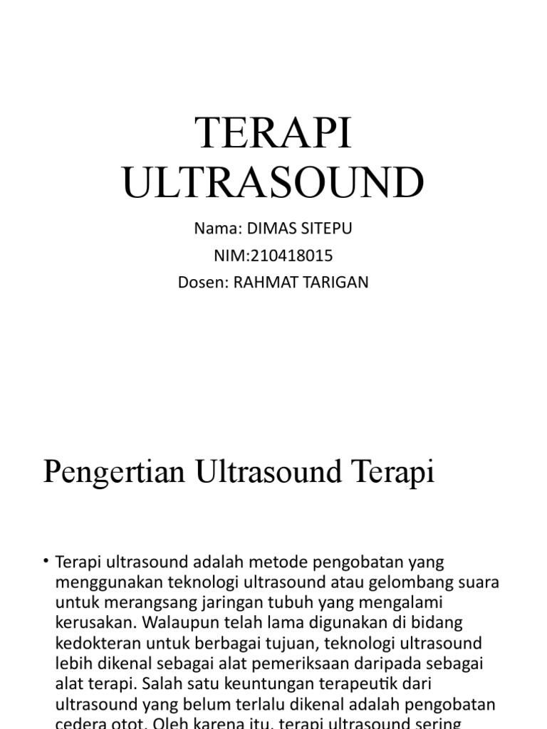 Terapi Ultrasound: Manfaat, Cara Kerja, dan Efek Sampingnya | PDF