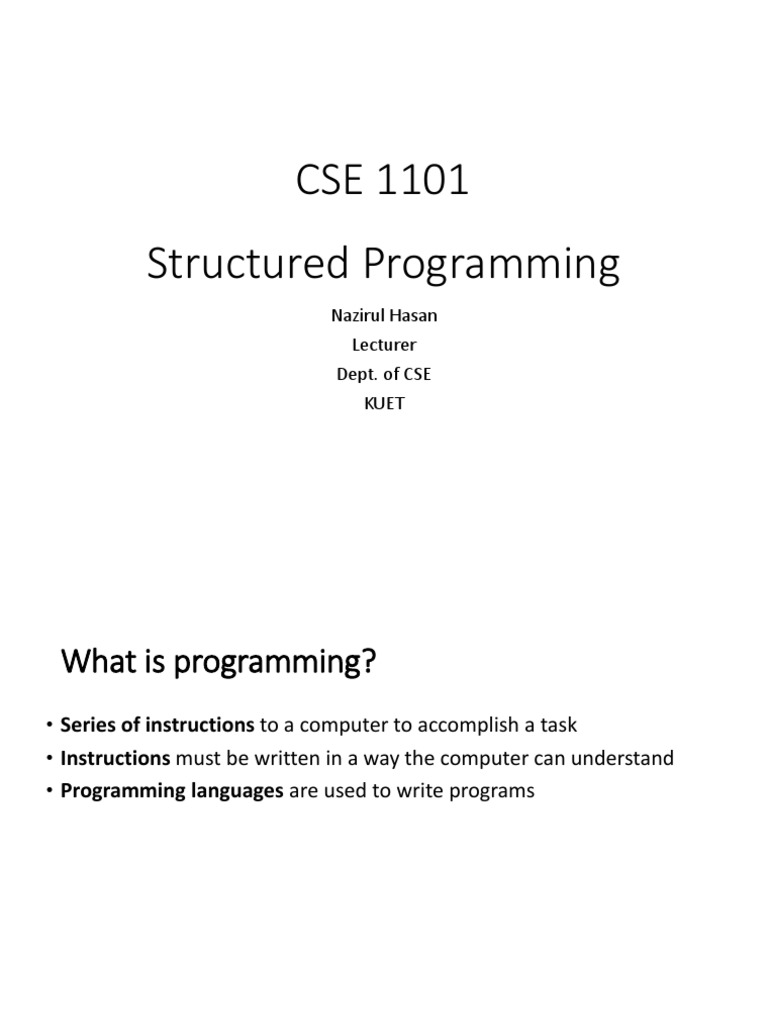 Structured Programming Theory L-01 | PDF | Computer Programming ... Structured Programming Theory L-01 | PDF | Computer Programming ...