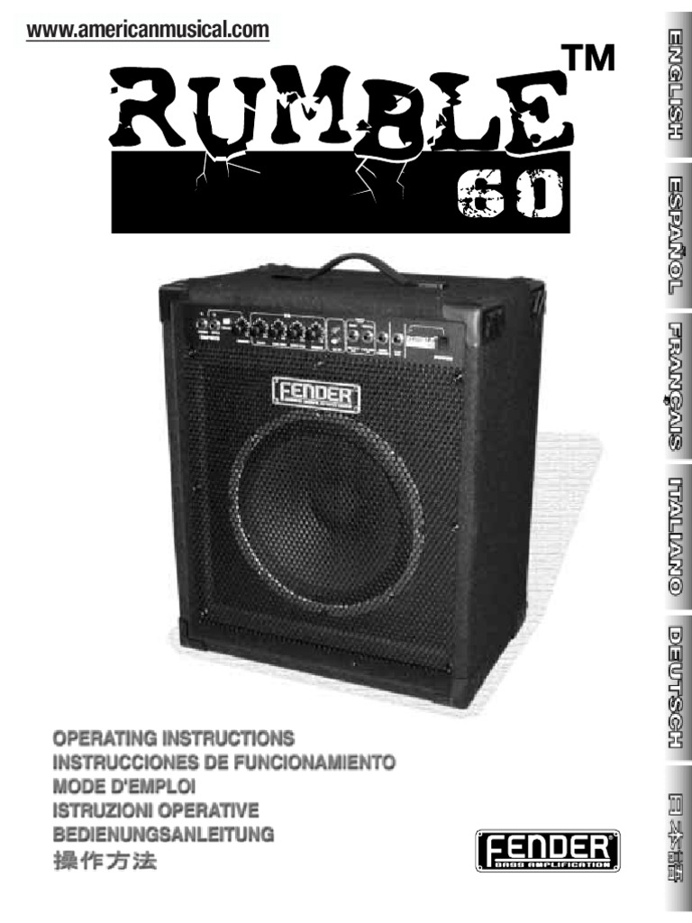 Fender Rumble Bass Amps Manual | PDF | Amplifier | Recording