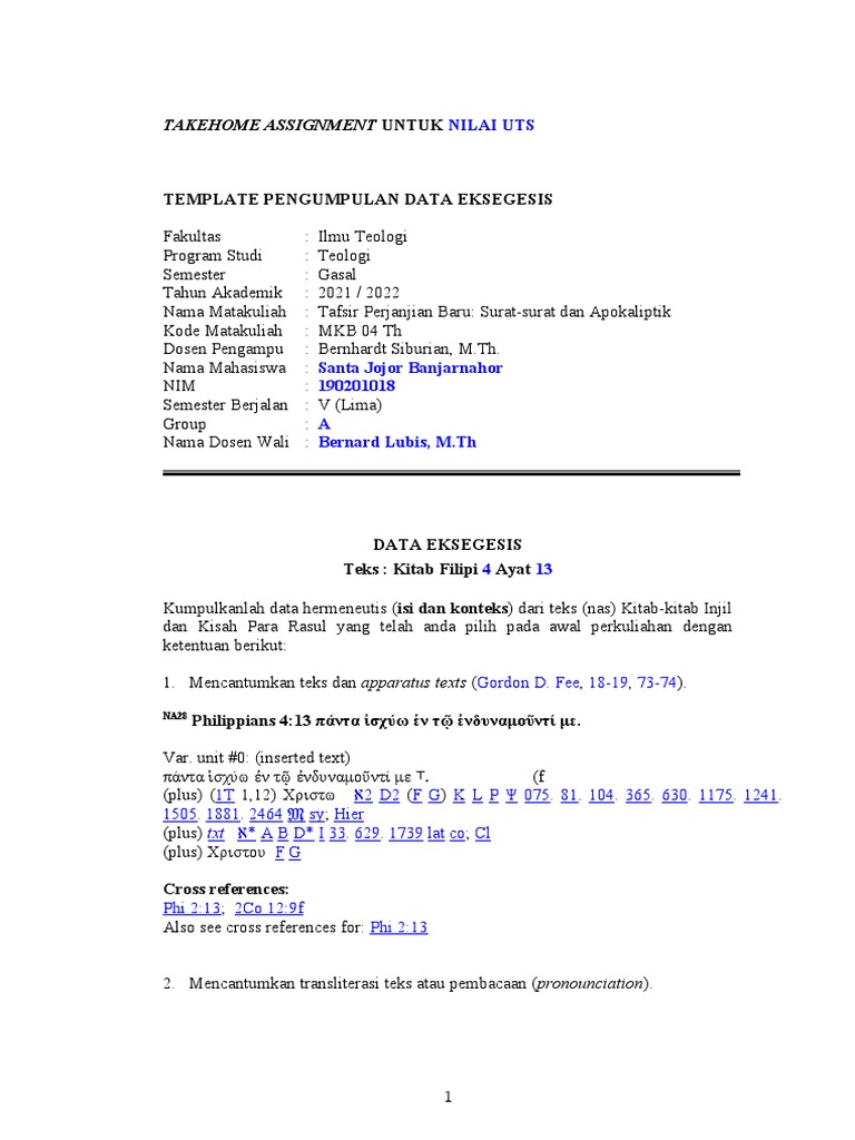 Template Lembar Jawaban UTS Santa | PDF
