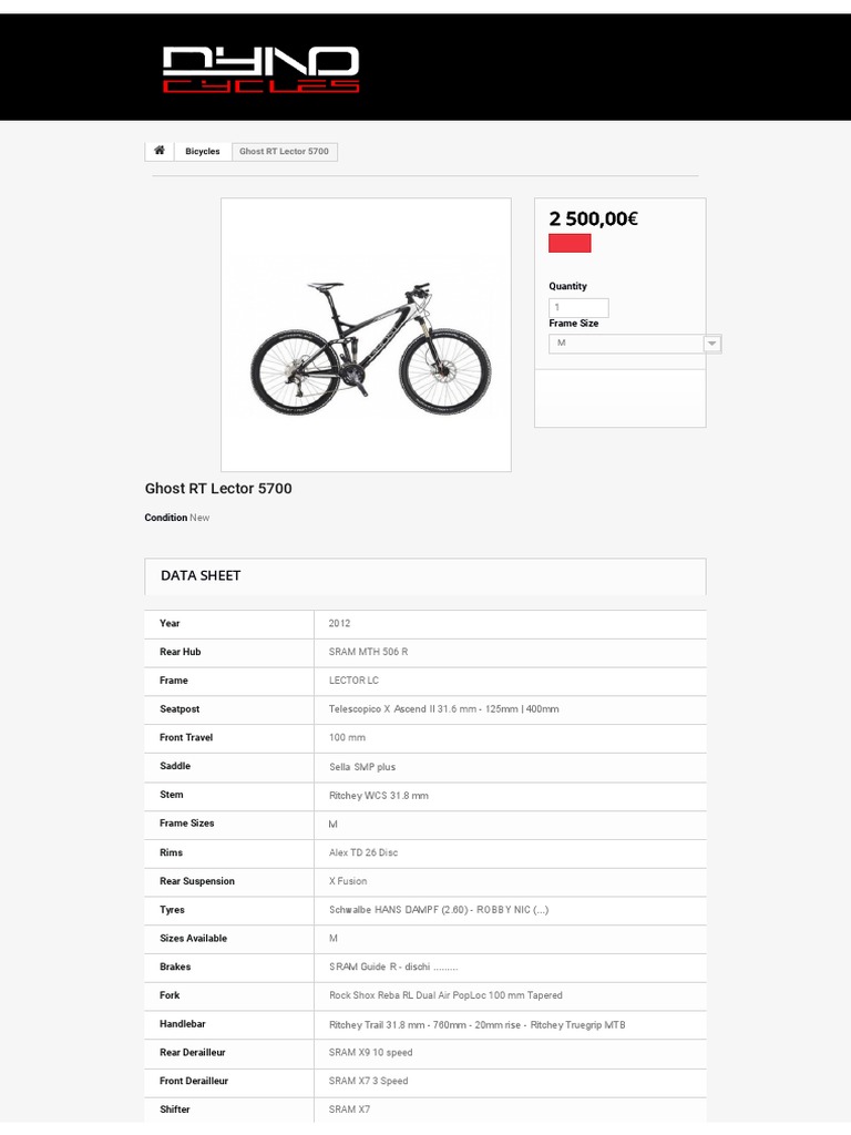 Ghost RT Lector 5700 - Dyno Cycles | PDF | Manufactured Goods | Human ...