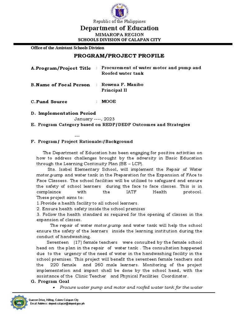 2023 Project Proposal Water Tank | PDF