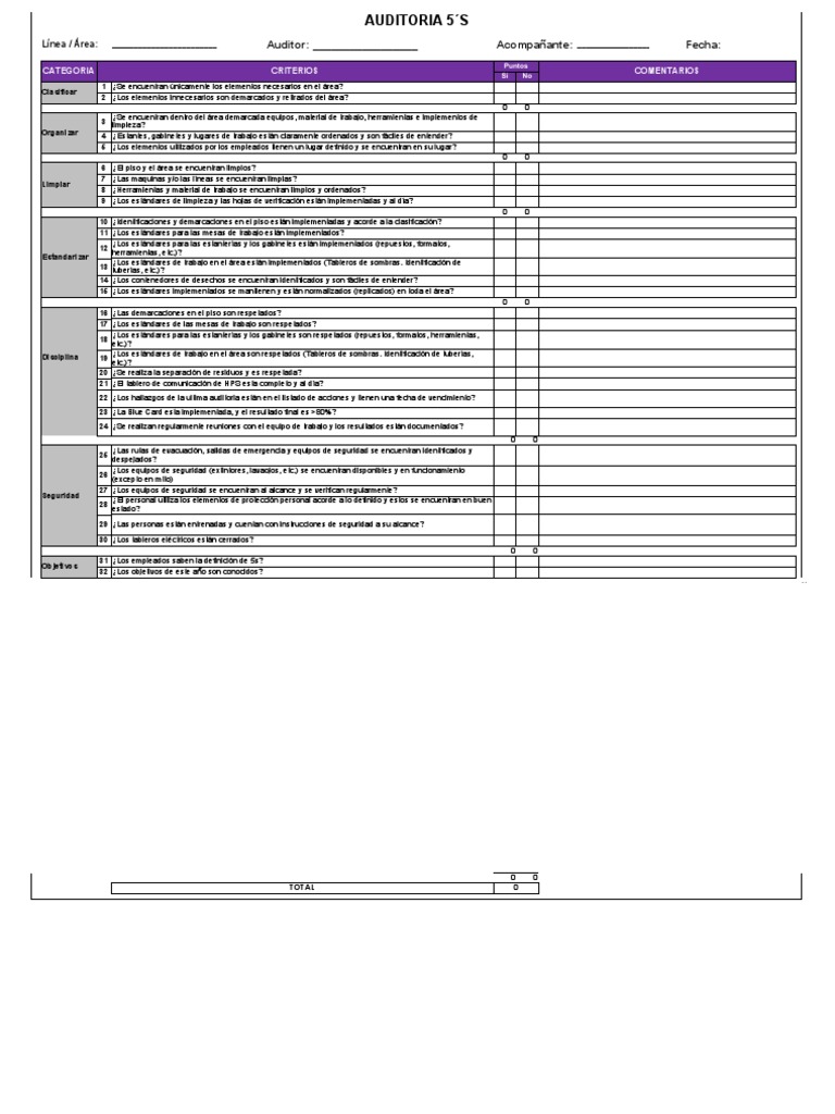 Formato Automático 5s Auditoria | PDF