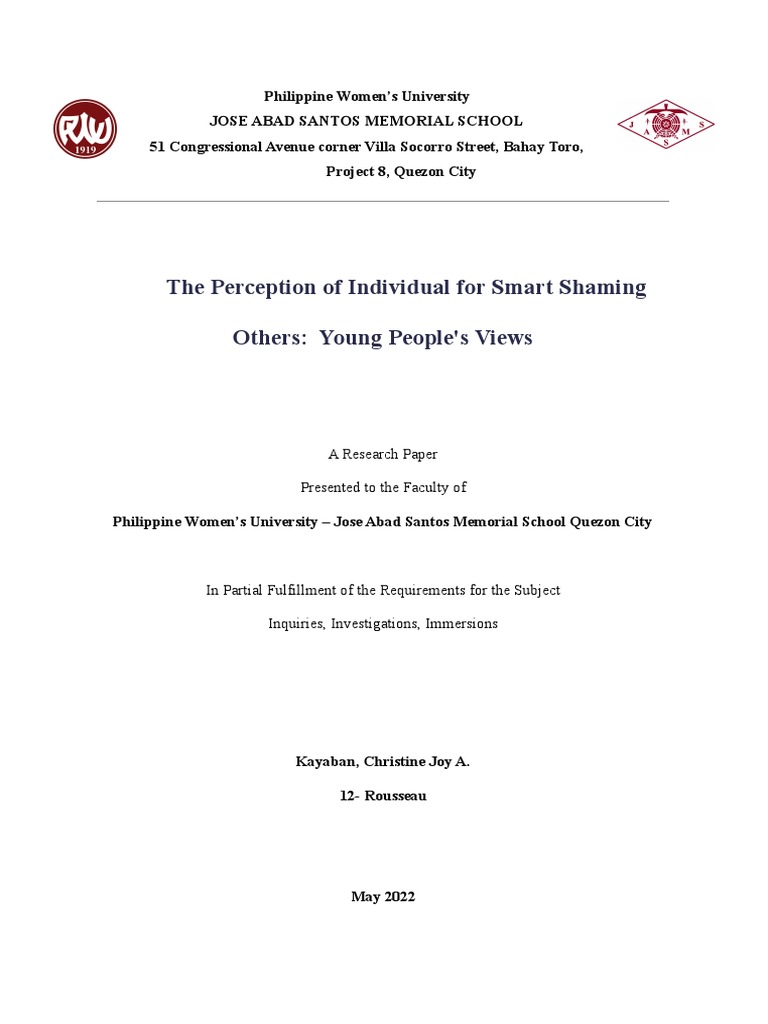 The Perception of Individual For Smart Shaming Others - Young People's ...