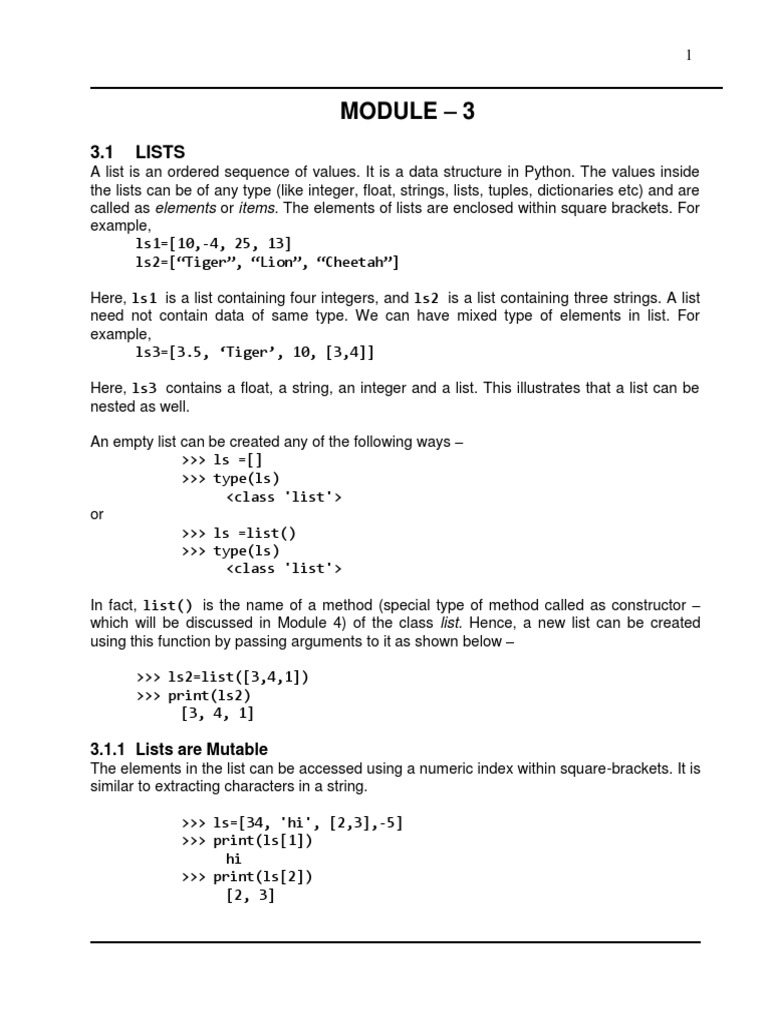 Module3 Lists Dictionaries Tuples | PDF | Time Complexity | String (Computer Science)