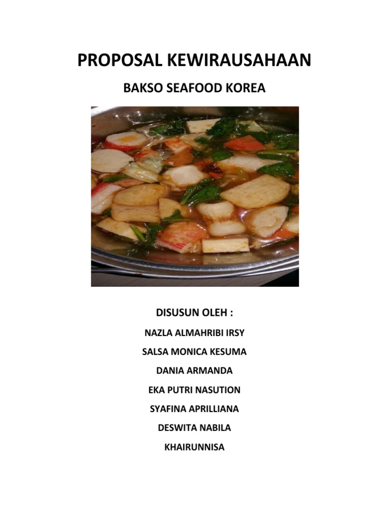 Proposal Usaha Bakso Seafood Korea | PDF | Memasak, Makanan, & Anggur
