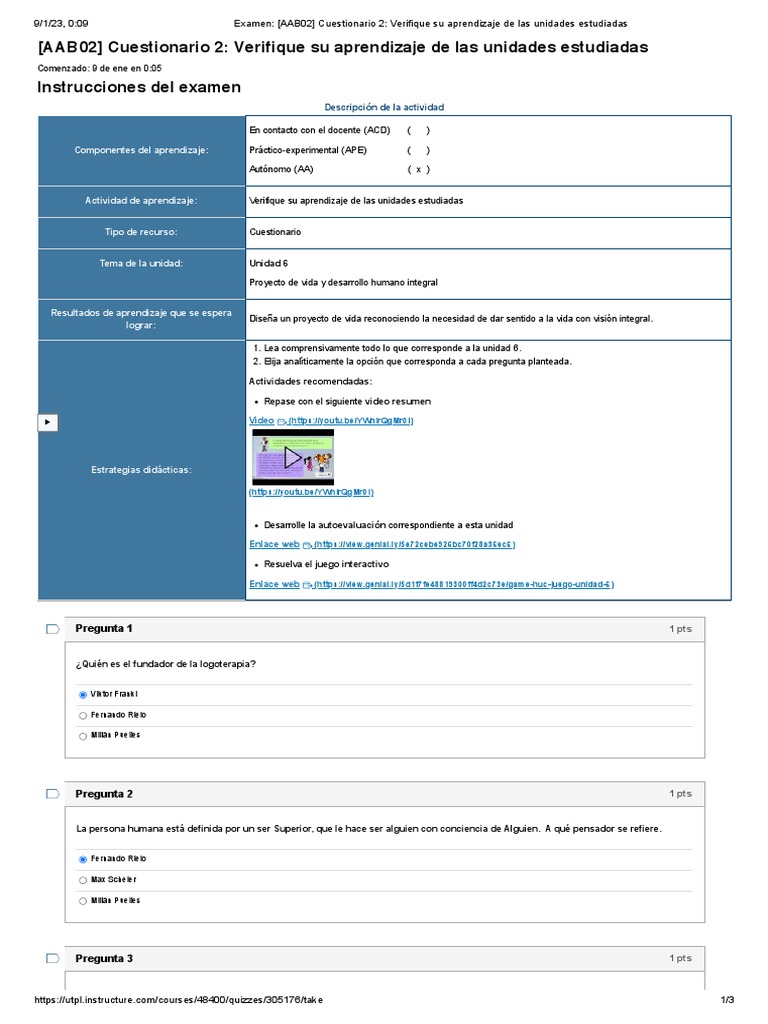 Examen - (AAB02) Cuestionario 2 - Verifique Su Aprendizaje de Las Unidades Estudiadas ...