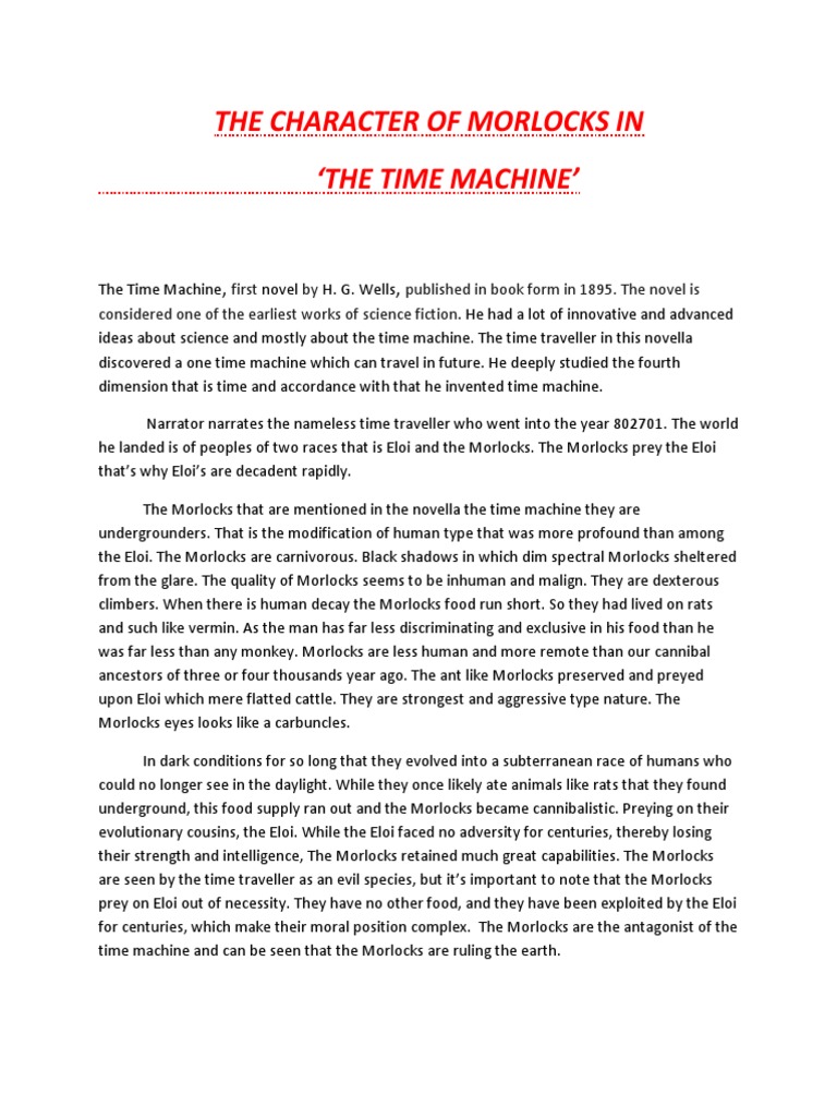 The Character of Morlocks | PDF | The Time Machine
