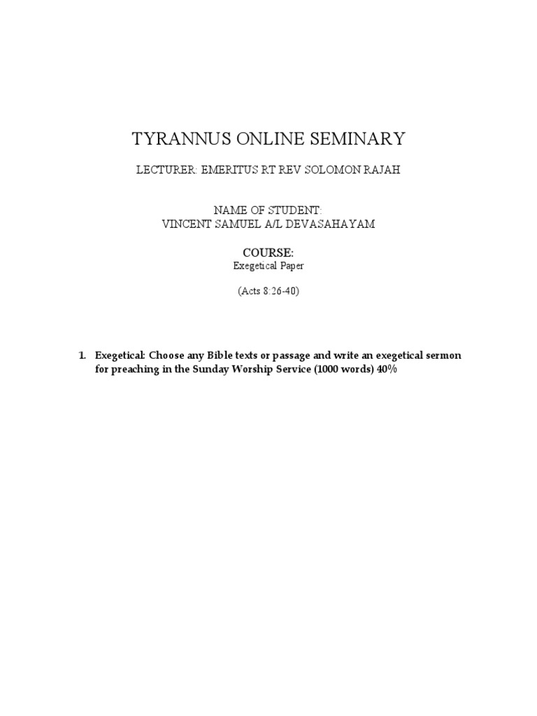 Exegetical Paper | PDF | Acts Of The Apostles | Gospel Of Luke