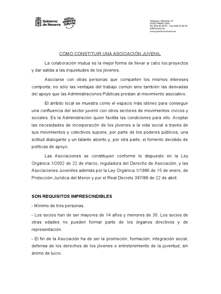 Constitución de Asociación Civil Juvenil | PDF | Junta Directiva ...