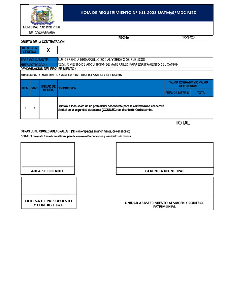 Requerimiento Codisec | PDF