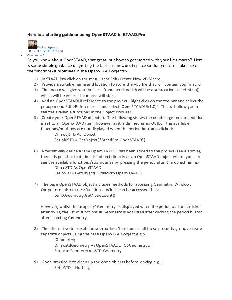 Here Is A Starting Guide To Using Openstaad In Staad Pdf