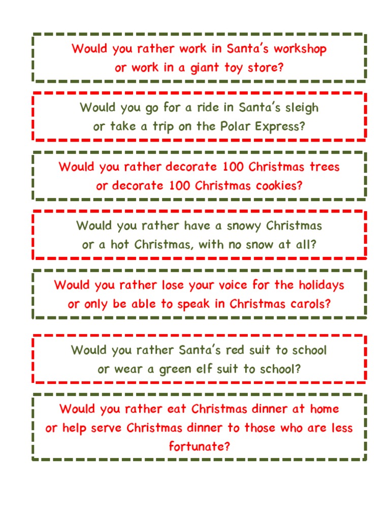 Would You Rather | PDF | Santa Claus | Christmas