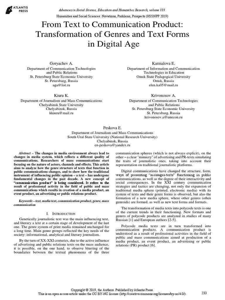Transformation of Genres and Text Forms | PDF | Mass Media | Communication