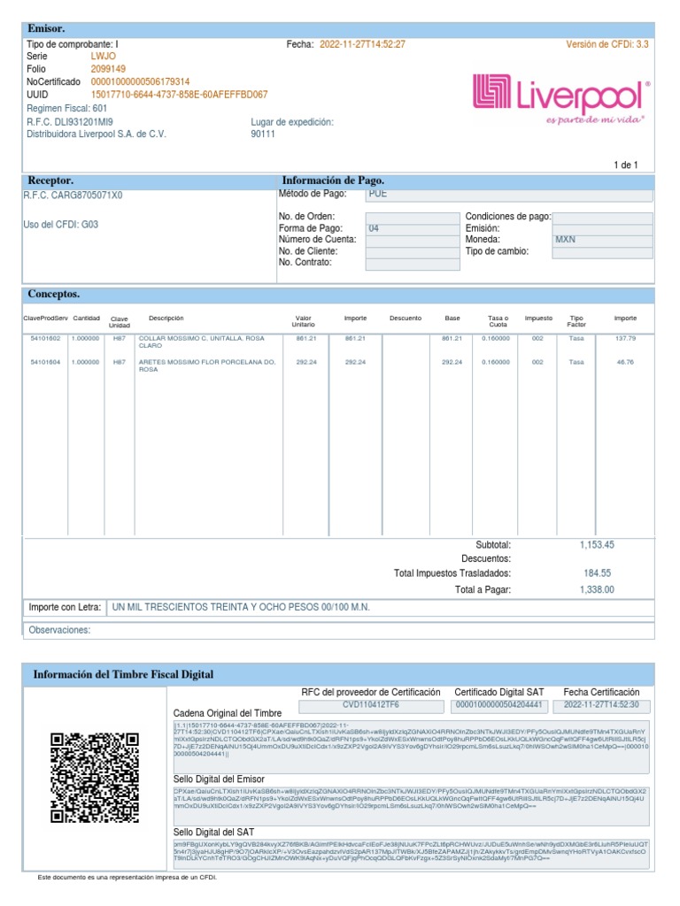Cfdi | PDF | Pagos | Dinero