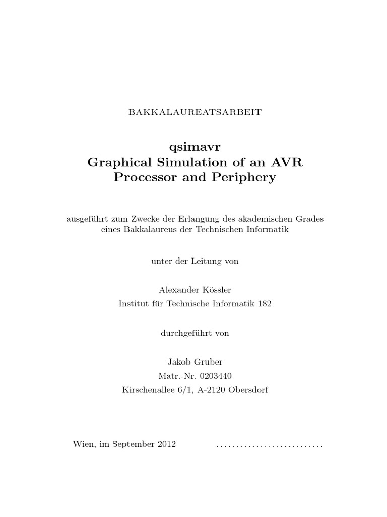 Qsimavr Graphical Simulation Of An Avr Processor And Periphery Pdf Microcontroller Emulator