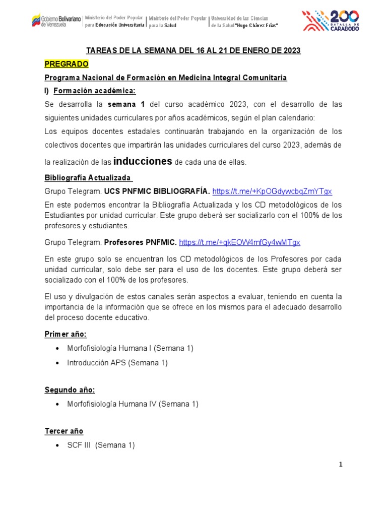 Tareas de La Semana 2023 | PDF | Maestros | Medicina