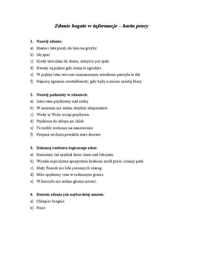 Analiza Zdania Pojedynczego Dla Ucznia Pdf