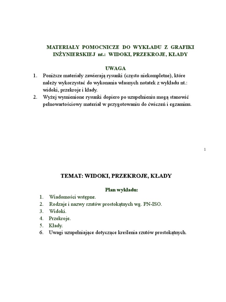 Widoki Przekroje Klady | PDF