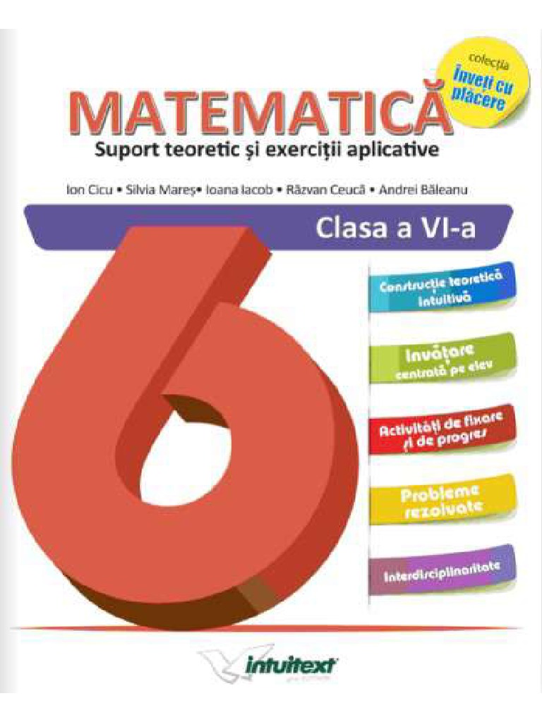 Matematica Culegere Pentru Clasa A Vi A Suport Teoretic Si Exercitii ...