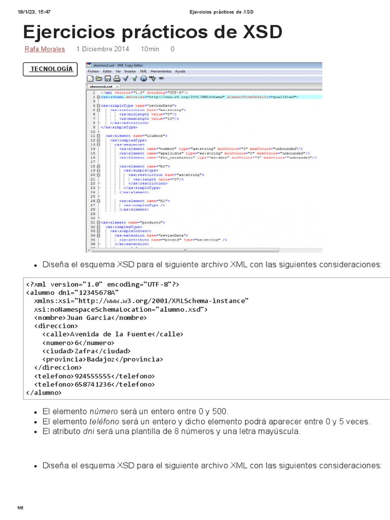 Ejercicios Prácticos de XSD | PDF | Consorcio Mundial de la red | Xml