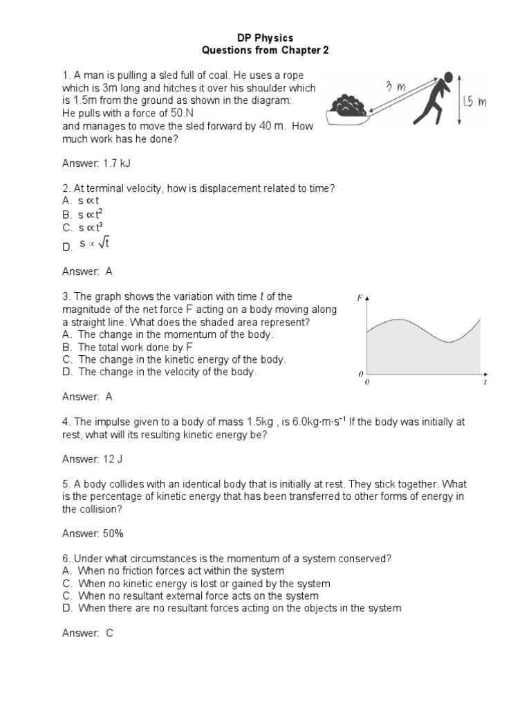 DP Physics Chapter 2 Questions B | PDF | Force | Momentum