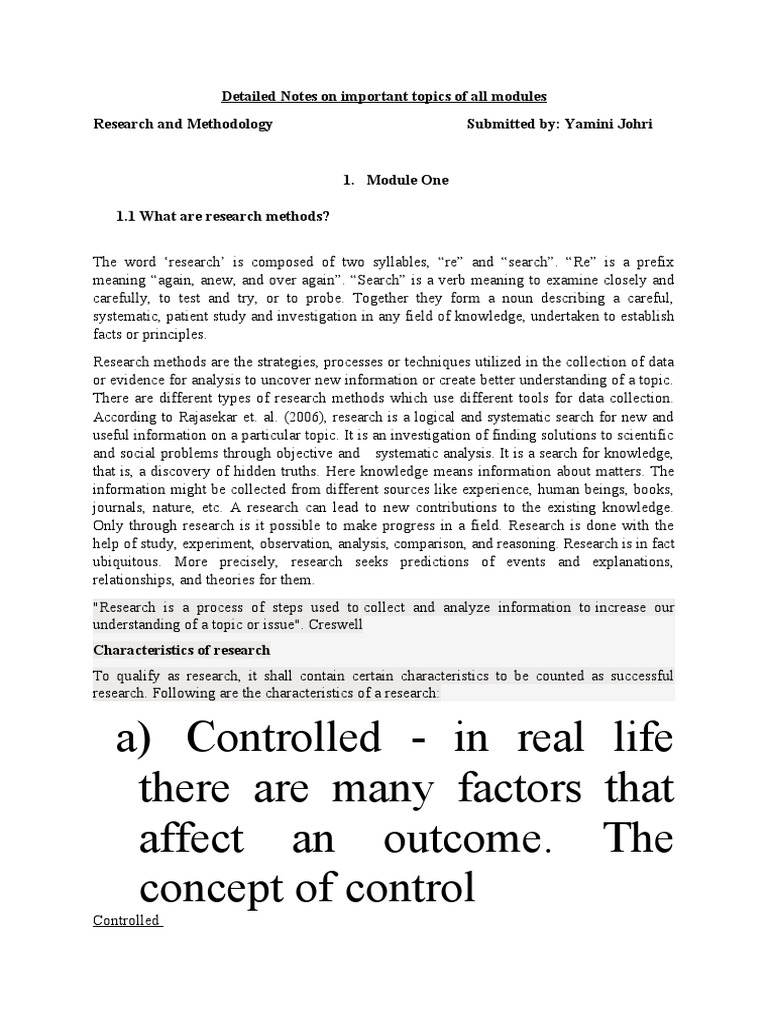Detailed Notes On Important Topics of All Modules RM | PDF | Scientific ...