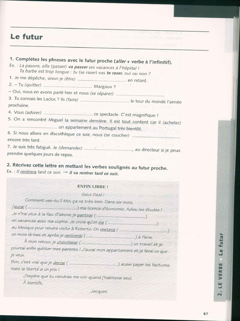Le Futur Proche Et Le Futur Simple - Exercices | PDF